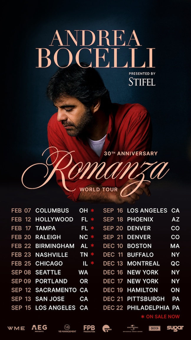 Andrea Bocelli to bring 'Romanza 30th Anniversary World Tour' to Buffalo