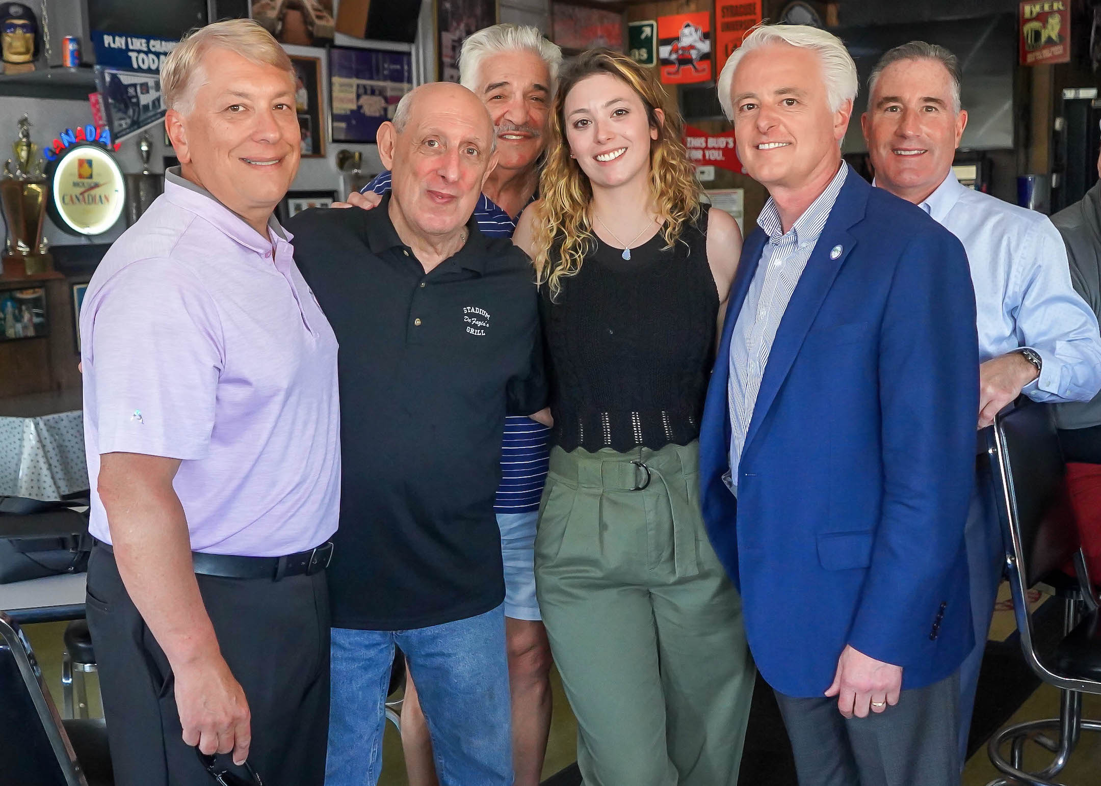 Sal Maglie mural check presentation at DeFazio's Stadium Grill